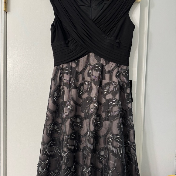 Patra | Dresses | Patra Black And Gray Ruched Wrap Midi Dress | Poshmark